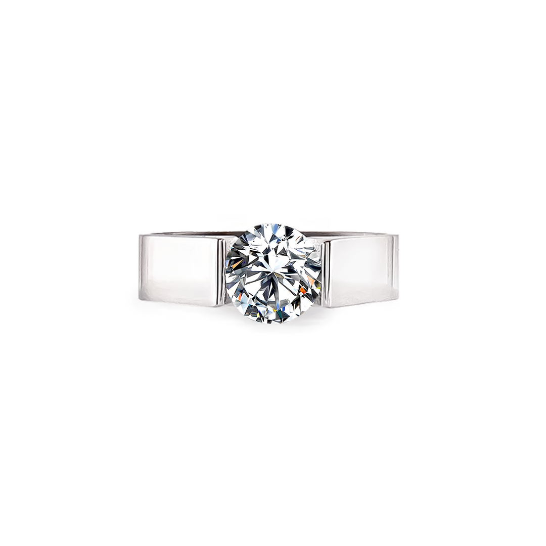 RG093W B.Tiff 2 ct Round Stainless Steel Solitaire Engagement Ring – B ...