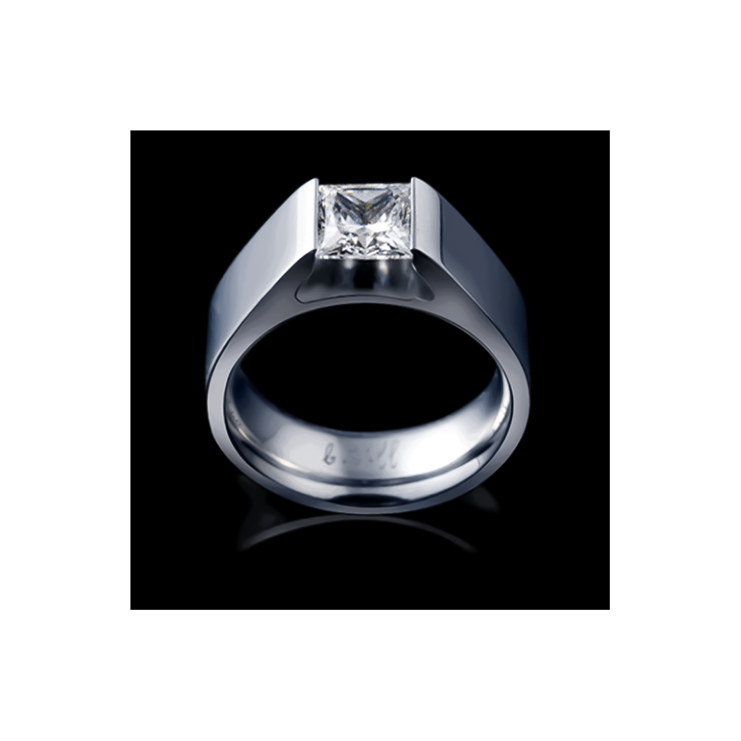RG097W B.Tiff 1 ct Stainless Steel Princess Cut Solitaire Ring – B.Tiff ...